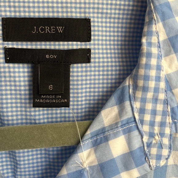 J. Crew | Tops | J Crew Blue White Checkered Plaid Button Down Boy Shirt | Poshmark